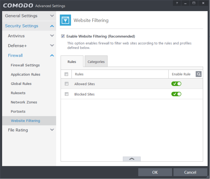 Comodo Internet Security Website Filtering, Internet Security | COMODO